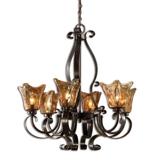 Uttermost - 21006 - Vetraio Chandelier 6 Light Brass/Metal/Glass